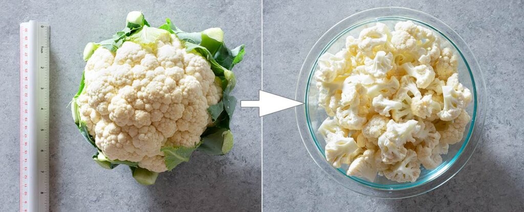 Cauliflower to Cups Conversion
